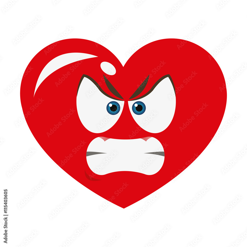 flat design angry heart cartoon icon vector illustration Stock Vector ...