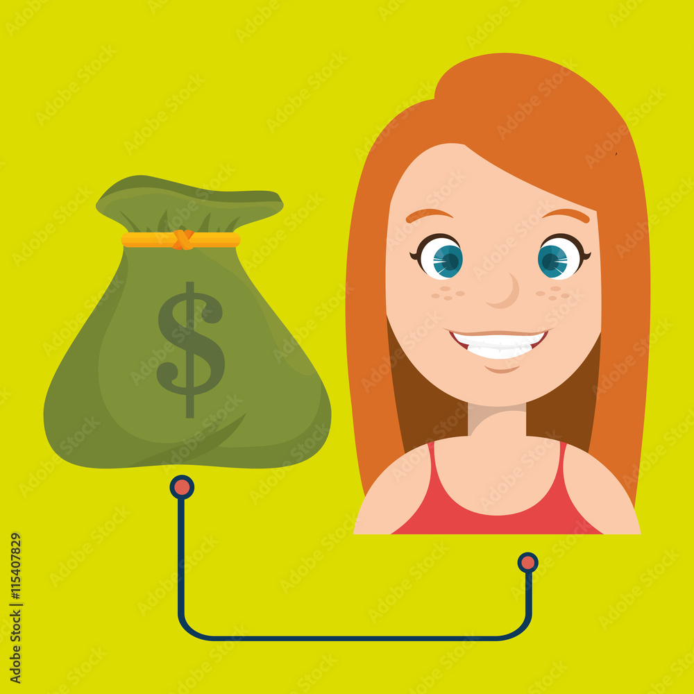 woman with bag money isolated icon design, vector illustration graphic ...