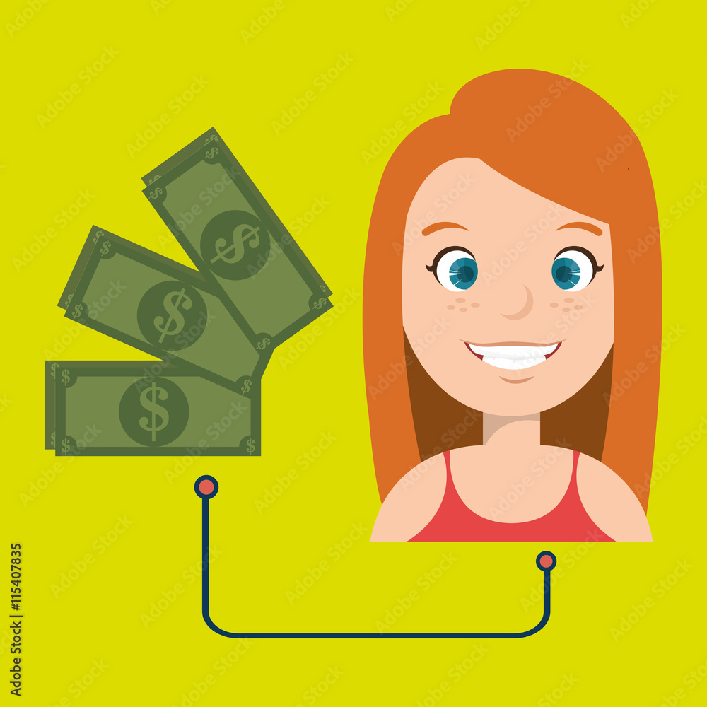 woman with money isolated icon design, vector illustration graphic ...