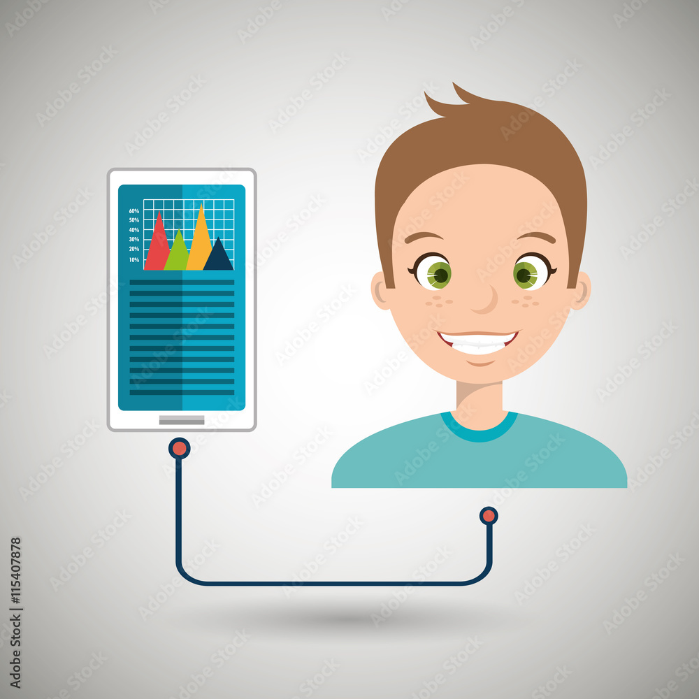 man with graphics isolated icon design, vector illustration Stock ...