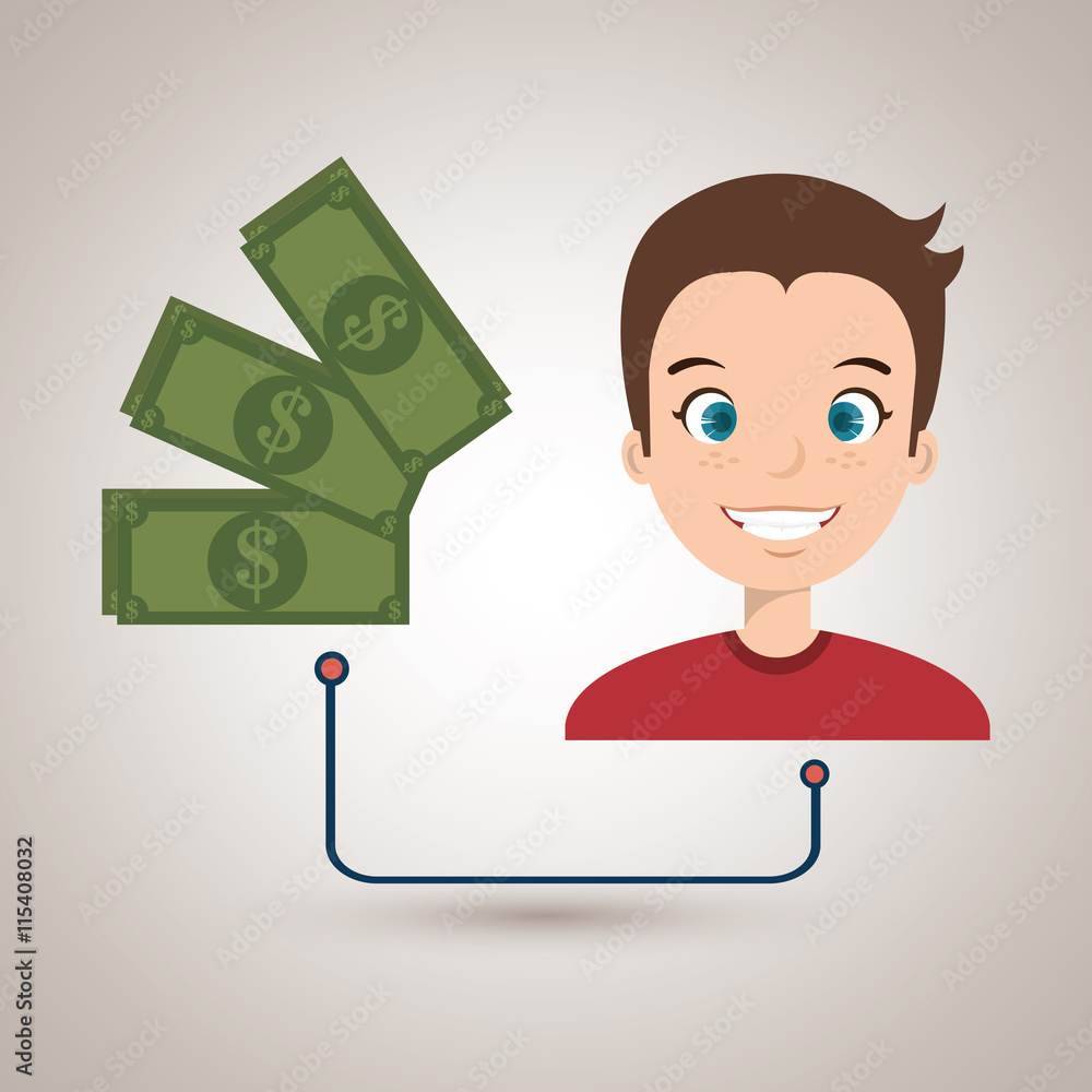 man with dollars isolated icon design, vector illustration graphic ...