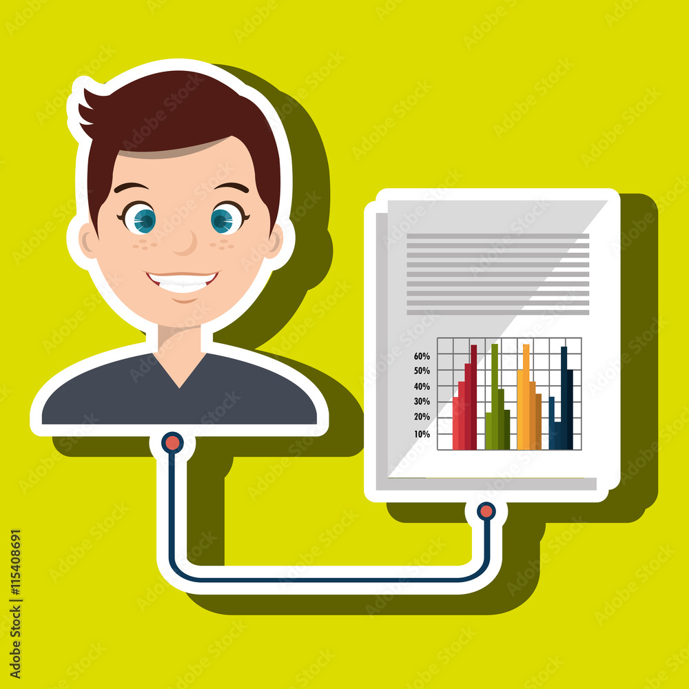 man with graph isolated icon design, vector illustration graphic Stock ...