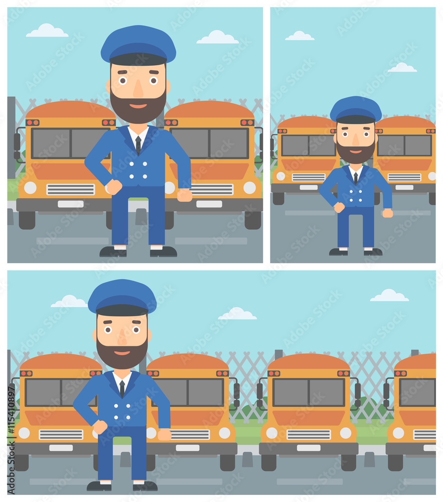 School bus driver vector illustration. Stock Vector | Adobe Stock