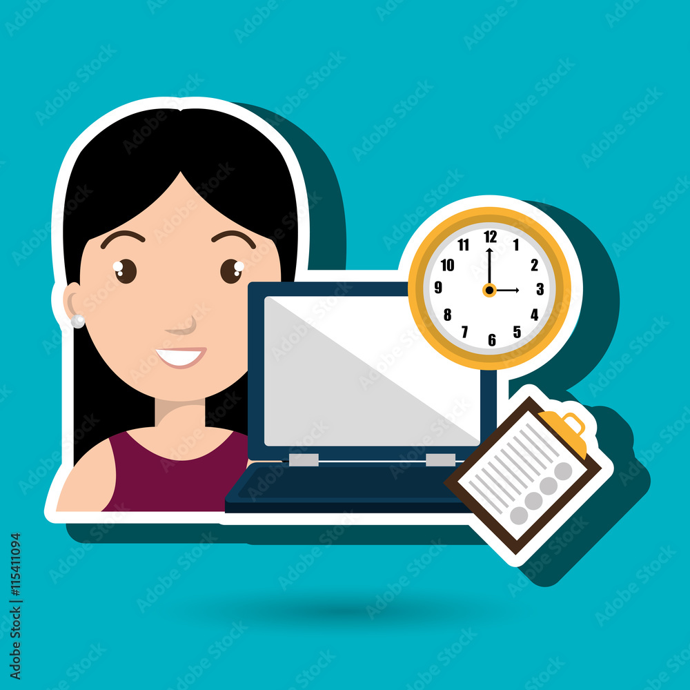 woman with computer isolated icon design, vector illustration graphic ...
