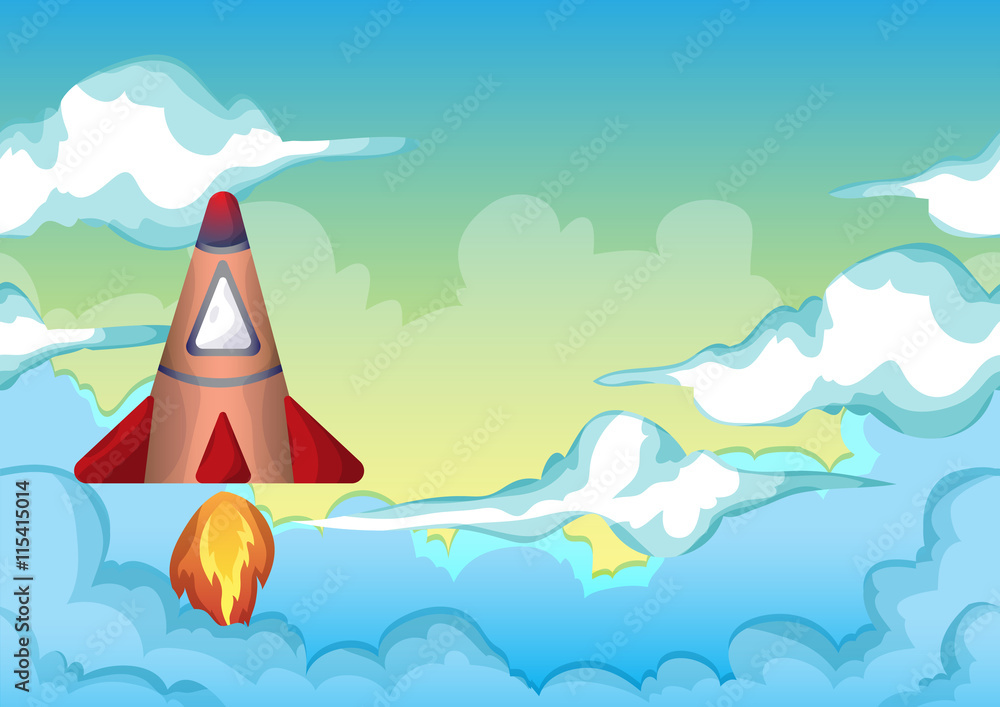 Cartoon vector space sky with separated layers for game and animation ...