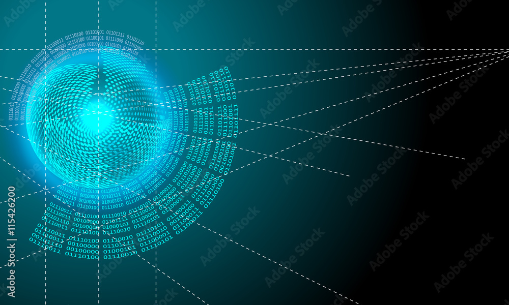 Vector abstract background with circular binary code Stock Vector | Adobe Stock