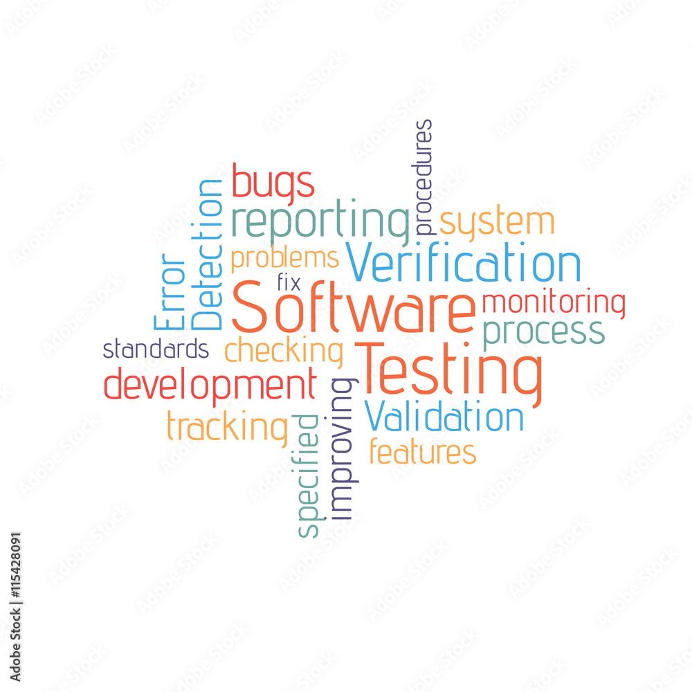 Software testing informative cloud. Vector illustration of stages in ...