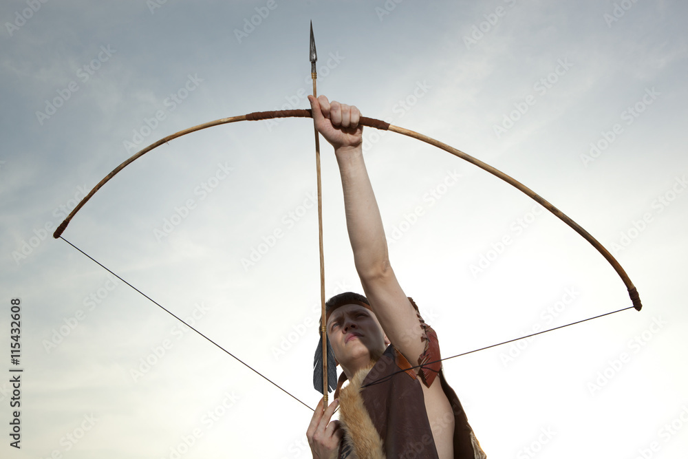 Robin Hood. Archer with arrow and long bow Stock Photo | Adobe Stock
