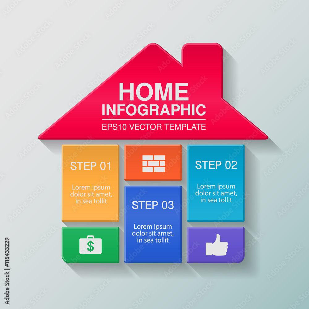 Vector infographic template, home Stock Vector | Adobe Stock