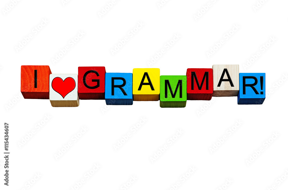 I Love Grammar - sign for English language & punctuation - desig Stock ...