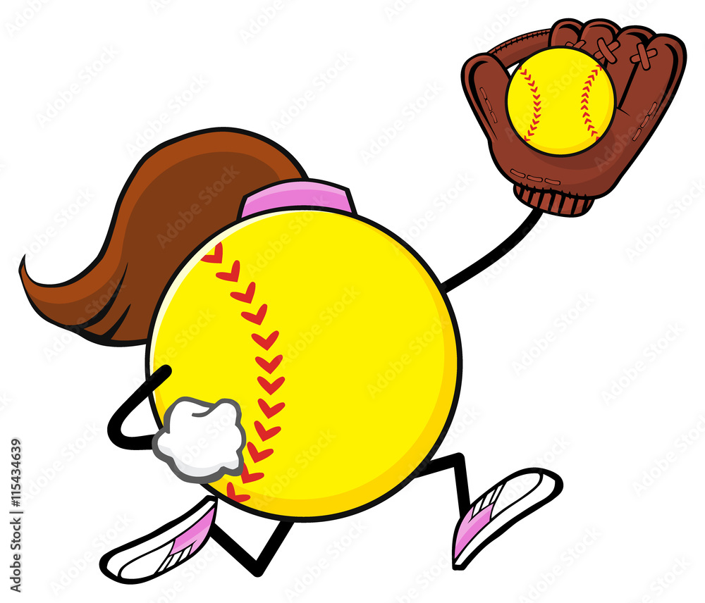 Softball Faceless Girl Player Cartoon Mascot Character Running With ...