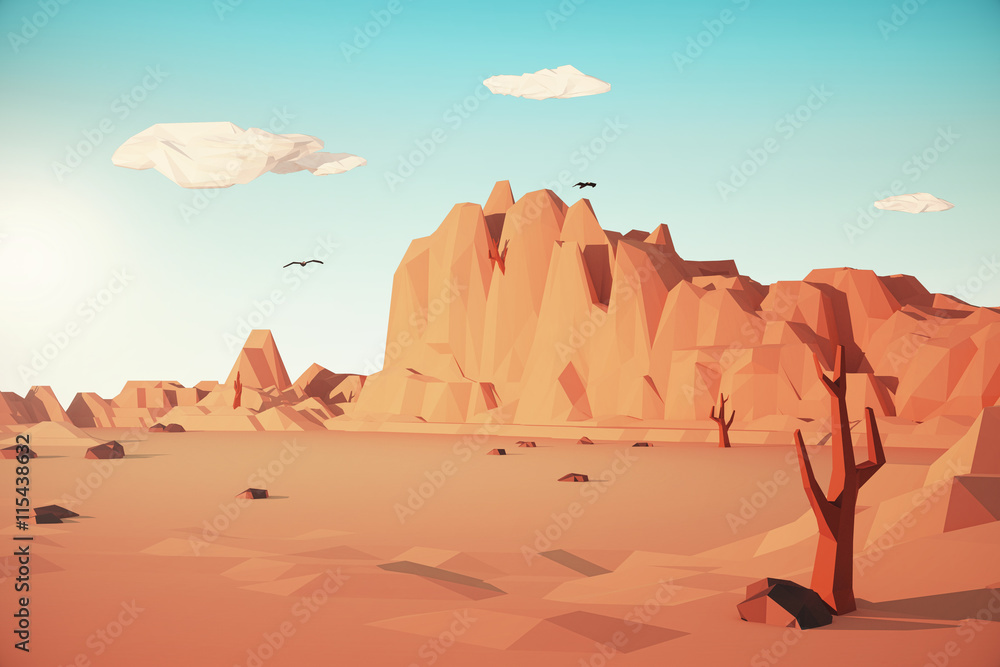 Colored Desert landscape Stock Illustration | Adobe Stock
