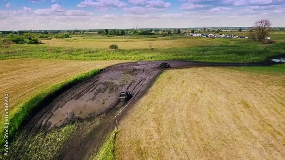 Utv car racing. Mud track. Stock Video | Adobe Stock