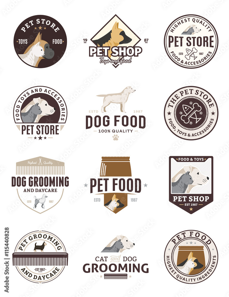 Set of vector pet logo and icons Stock Vector | Adobe Stock