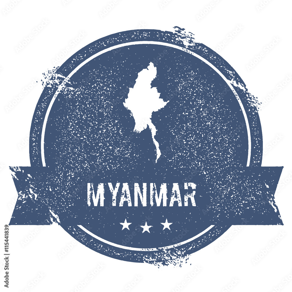 Myanmar mark. Travel rubber stamp with the name and map of Myanmar ...