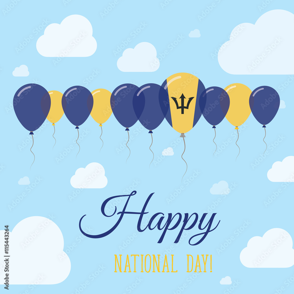Barbados National Day Flat Patriotic Poster. Row of Balloons in Colors ...