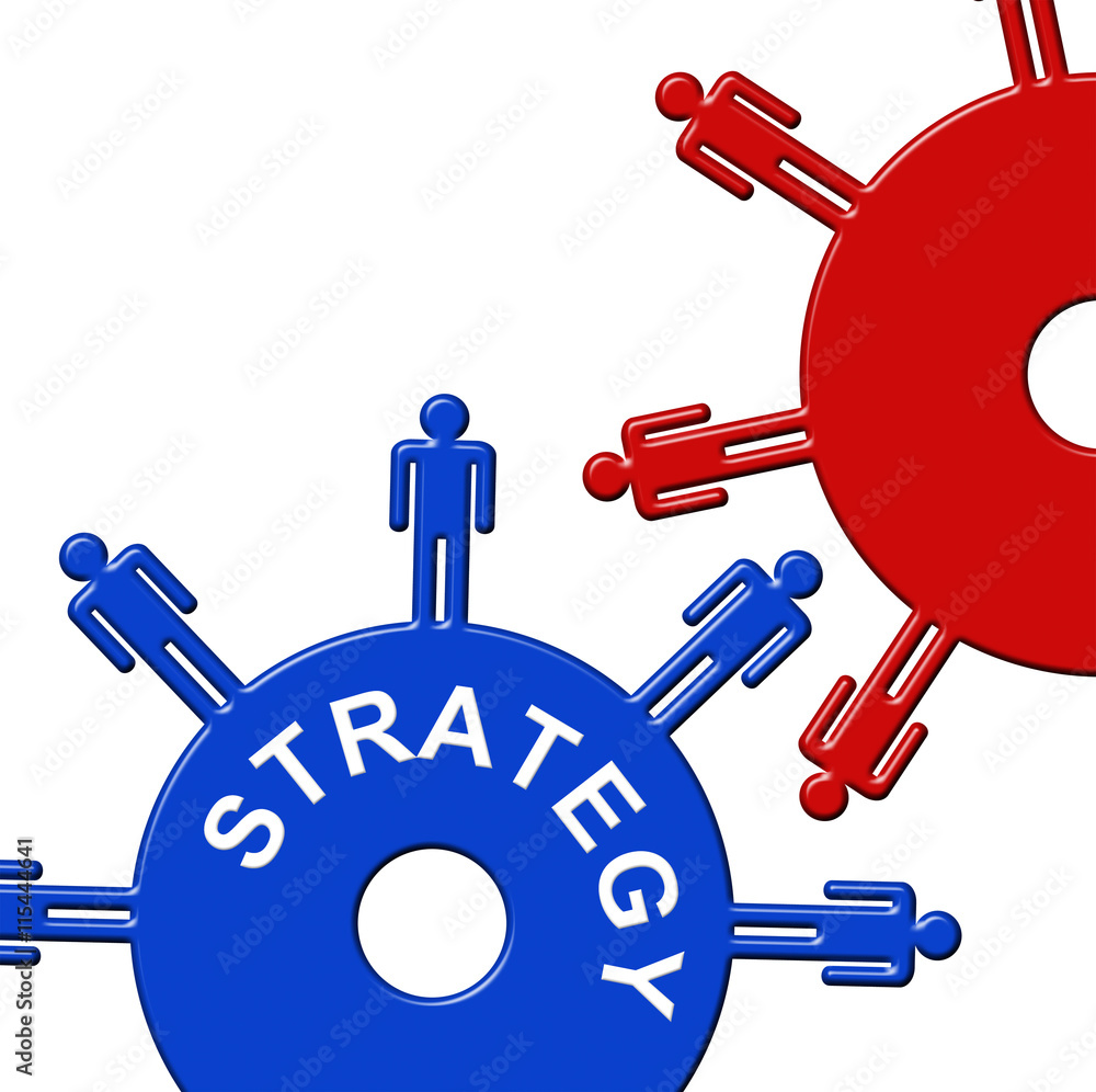 Strategy Cogs Represents Gears Vision And Plan Stock Illustration ...