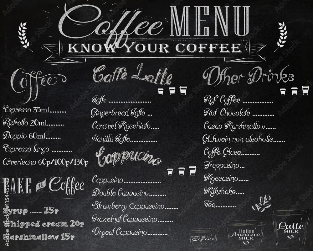 Coffee shop menu Stock Photo | Adobe Stock