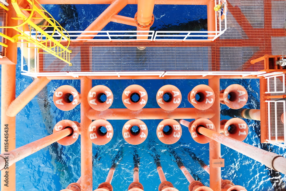 Oil and Gas Producing Slots at Offshore Platform, Oil and Gas Industry ...