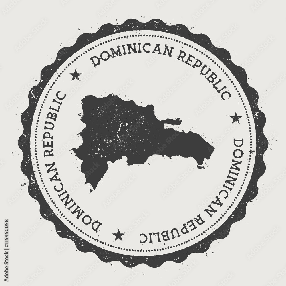 Dominican Republic hipster round rubber stamp with country map. Vintage ...