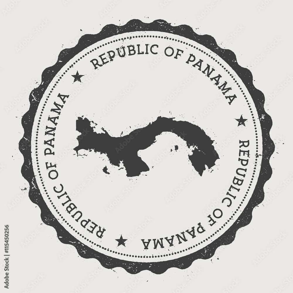 Panama hipster round rubber stamp with country map. Vintage passport ...