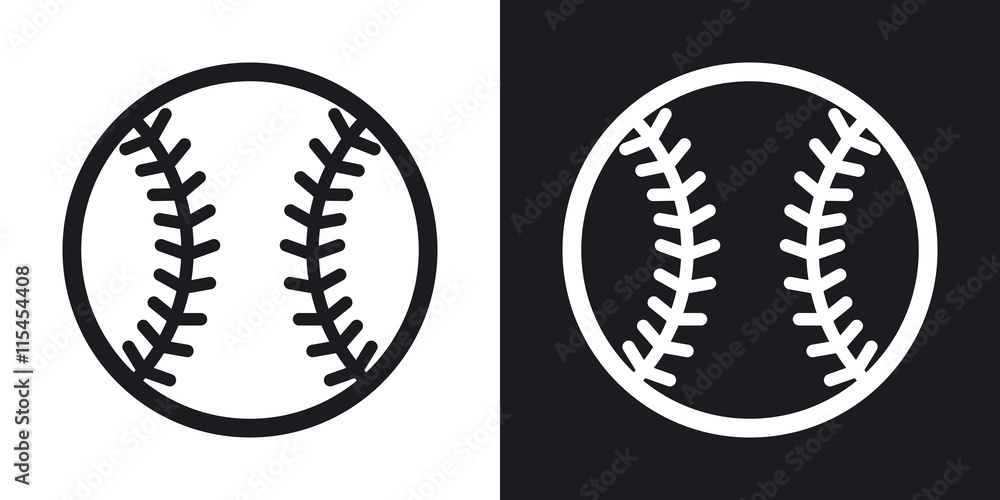 Vector baseball icon. Two-tone version on black and white background ...