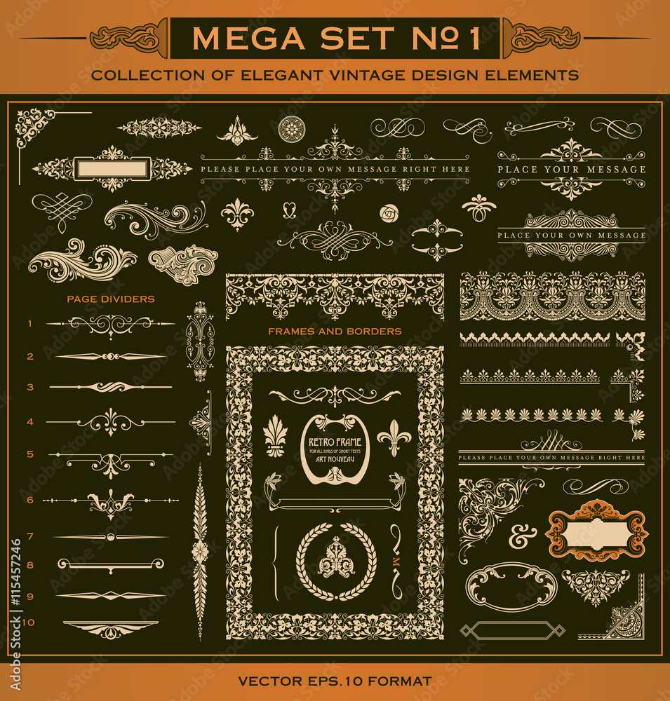 large collection of decorative vector design elements and page ...