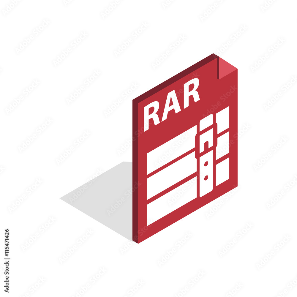 Archive RAR icon in isometric 3d style isolated on white background ...