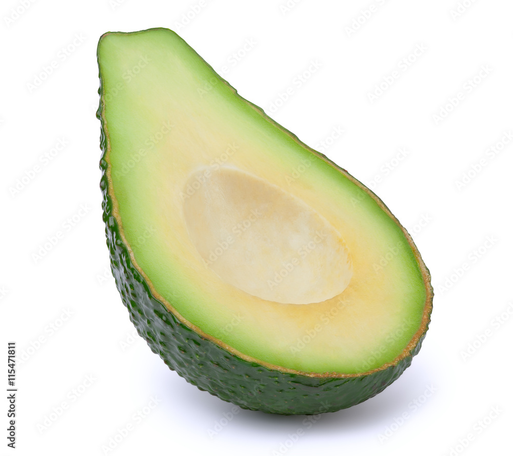 Avocado slice without stone isolated on white, with clipping path Stock ...