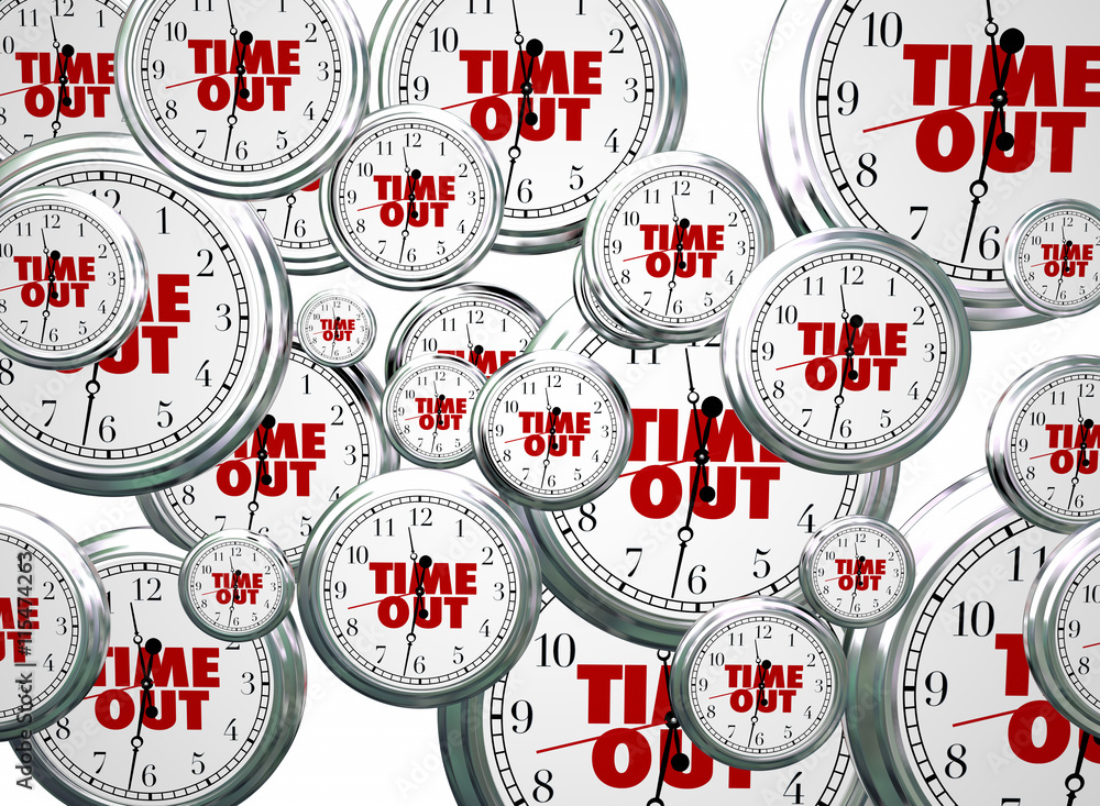 Time Out Break Pause Intermission Flying Clocks Words 3d Illustr Stock ...