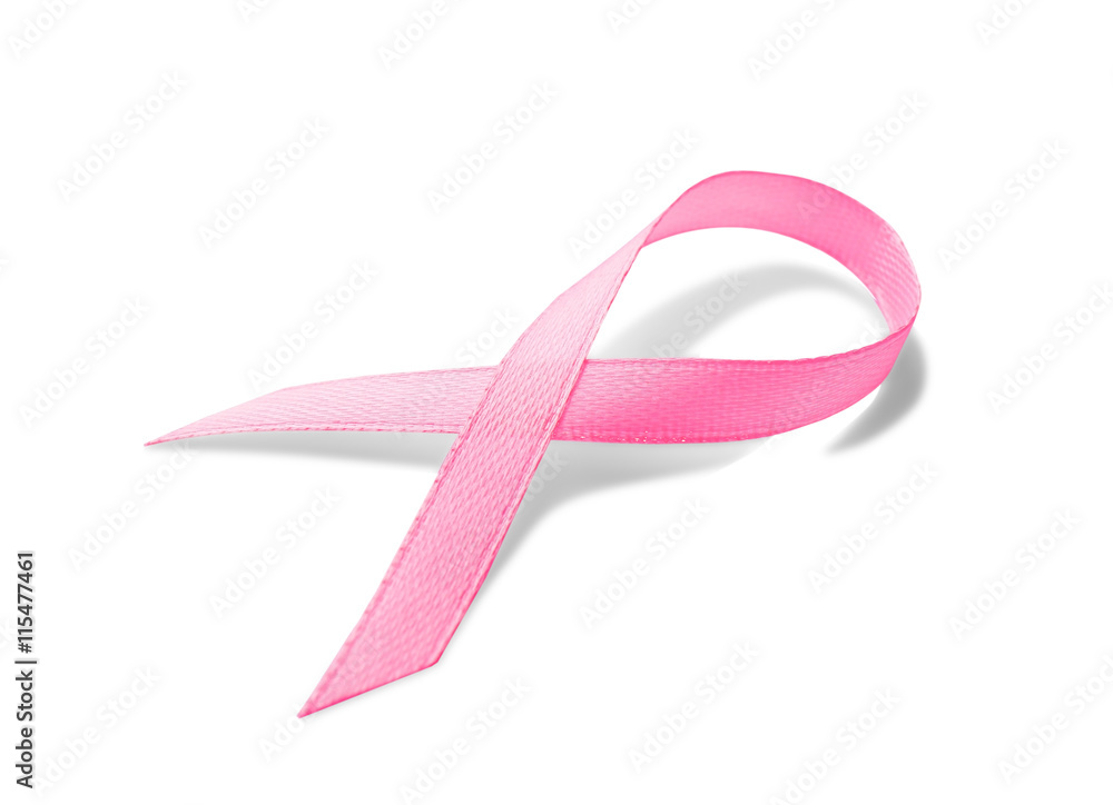 Pink ribbon symbol on white background Stock Photo | Adobe Stock