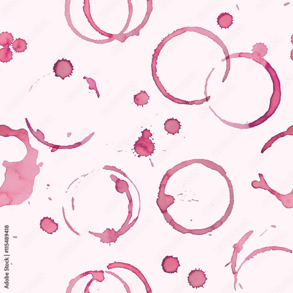 Wine stains vector seamless pattern on light pink background, backdrop ...