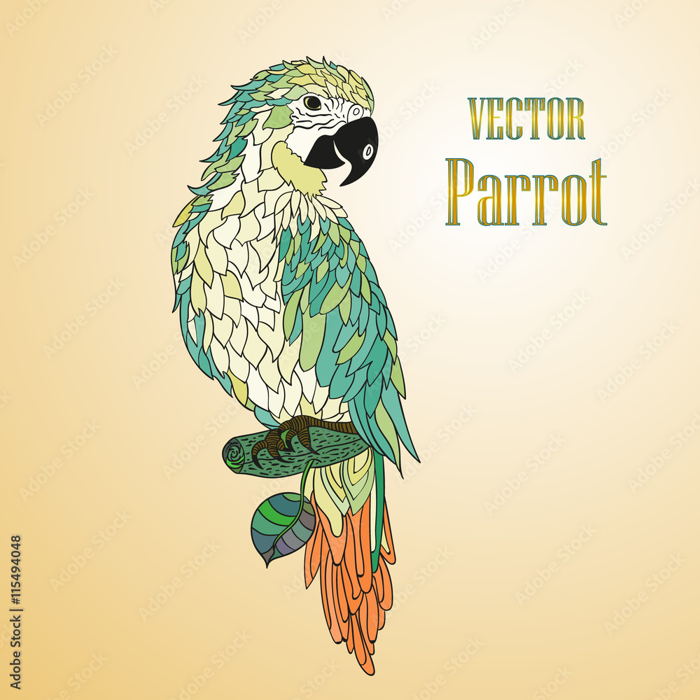 Zentangle stylized cartoon parrot. Stock Vector | Adobe Stock