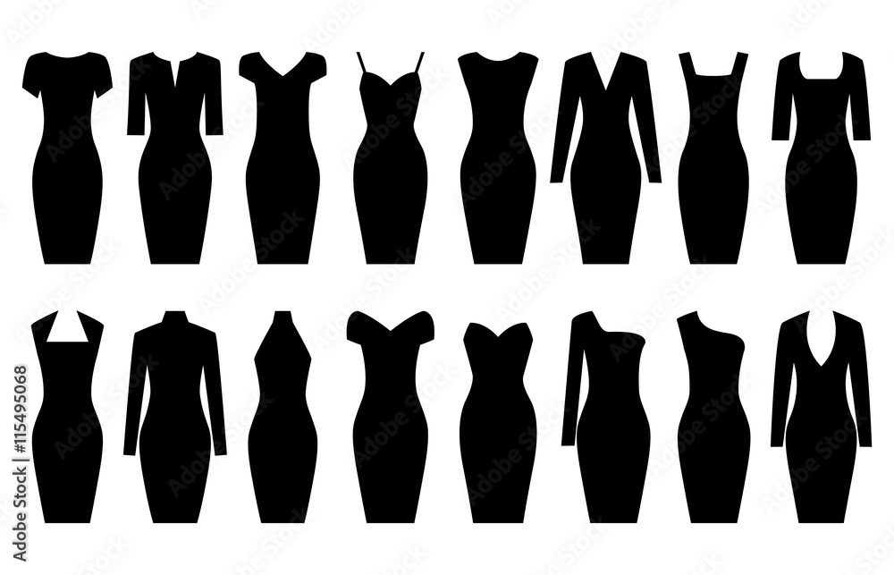 Set of black dresses, vector illustration Stock Vector | Adobe Stock