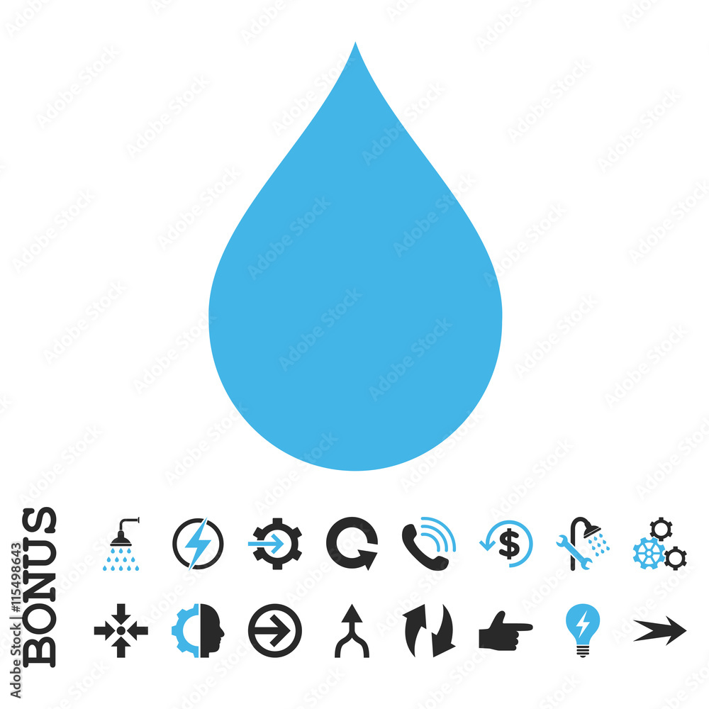 Drop vector bicolor icon. Image style is a flat pictogram symbol, blue ...
