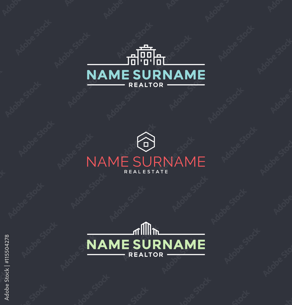 Set of stylized symbols for realtors, architects etc. Real estate logo ...