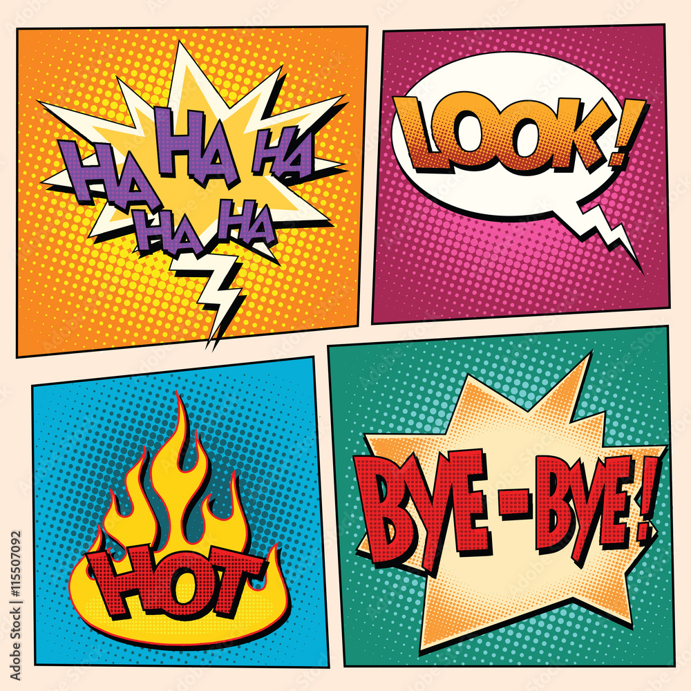 set comic pop art bubbles with text Stock Vector | Adobe Stock