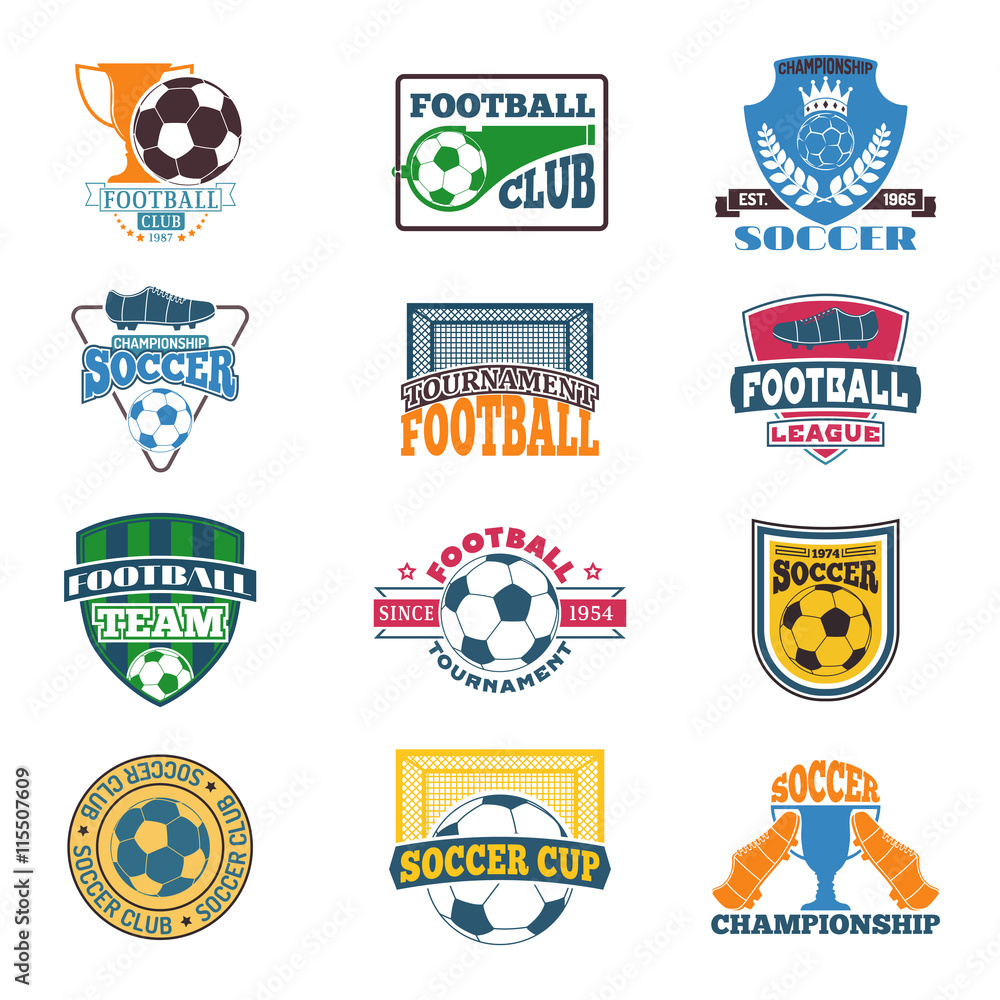 Set of soccer football badge logo design templates. Sport team identity ...