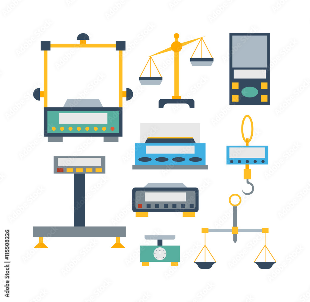 Web icon scales, weigh measurement. Isollated scales weighing ...