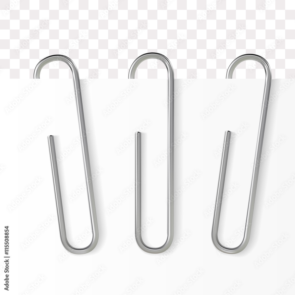 Realistic paper clip. Metallic fastener on transparent background ...