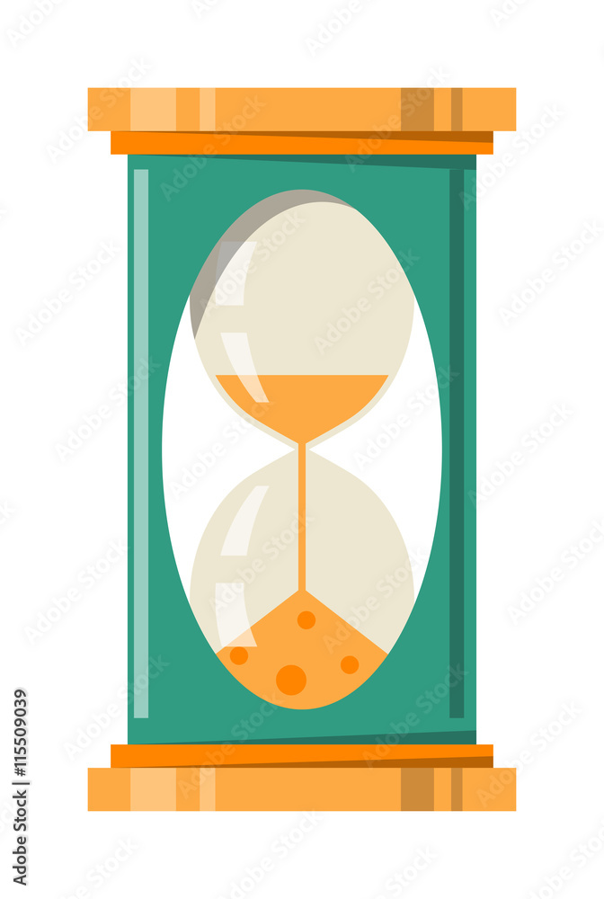 Transparent sandglass icon, time hourglass, sand clock flat design history second old object ...