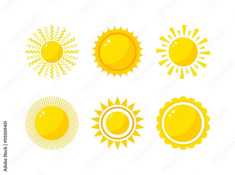 Vector sun icon isolated on white background. Sun Vector isolated summer icon design. Vector ...