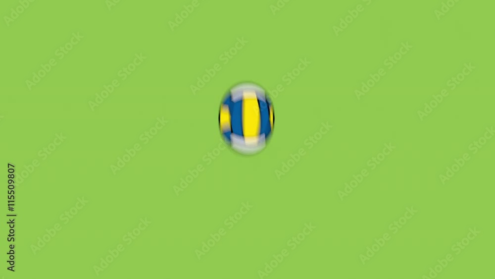 Volley ball bouncing and spinning, animated loop, minimal design ...
