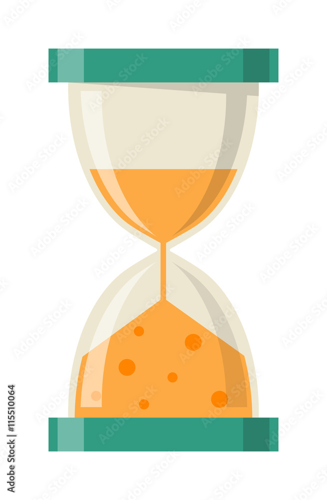 Transparent sandglass icon, time hourglass, sand clock flat design history second old object ...