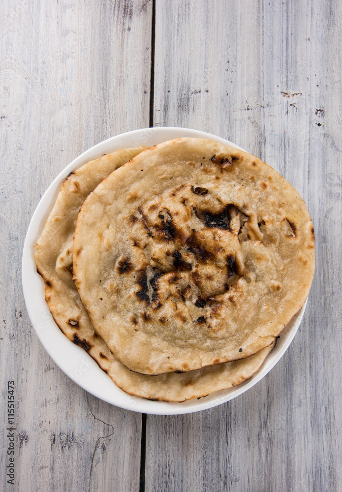 indian special bread also known as butter roti, chapati, naan, kulcha ...