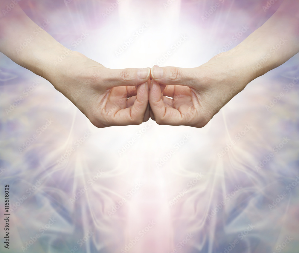 The Samahita Mudra - female hands with thumbs and fingers touching to ...