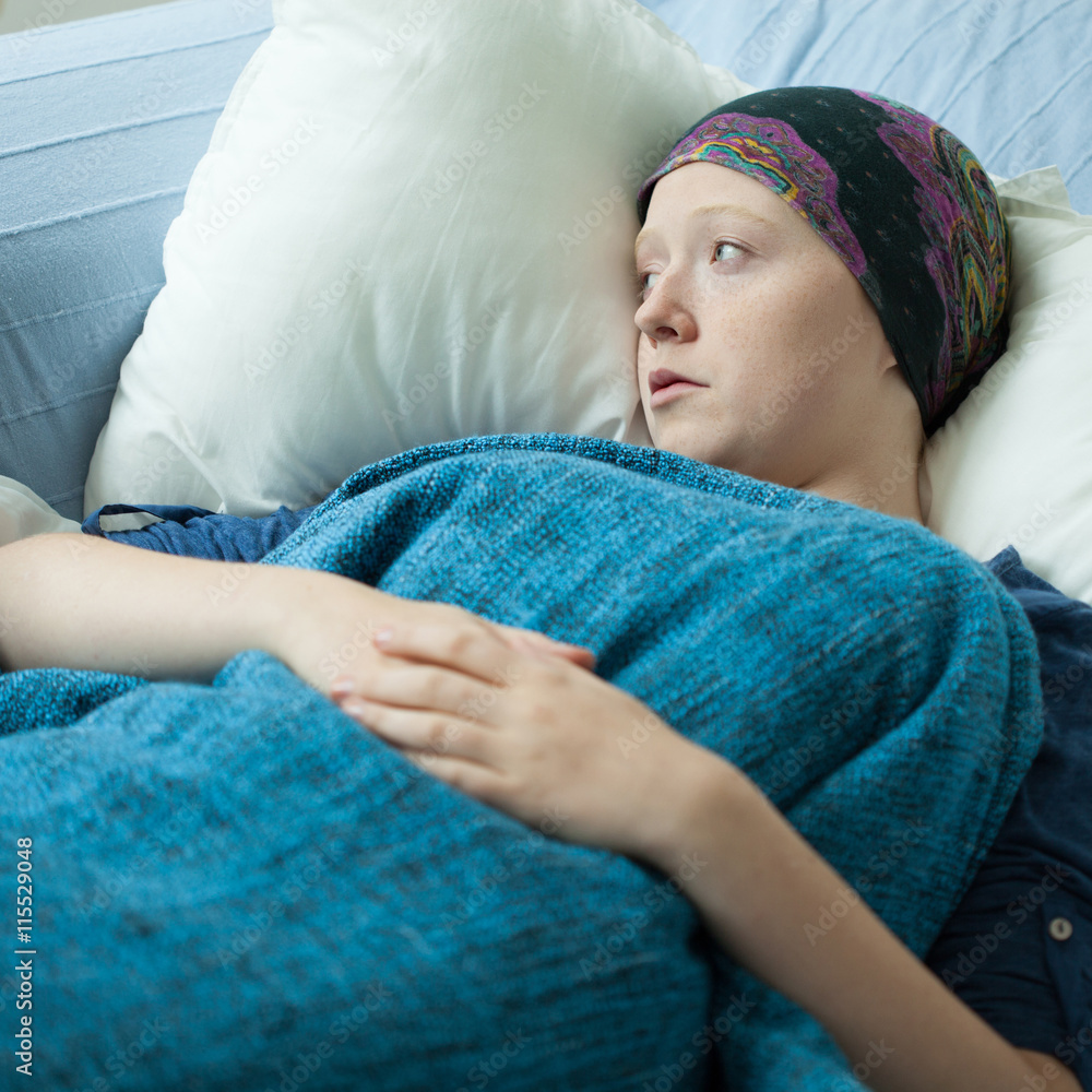 Sad woman with cancer Stock Photo | Adobe Stock