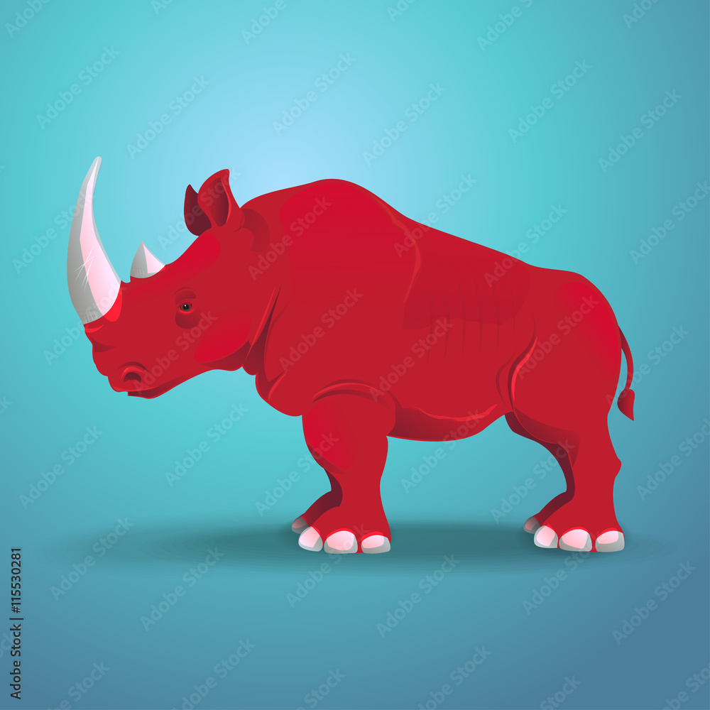 Red rhino vector illustration Stock Vector | Adobe Stock