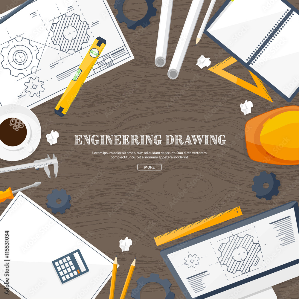 Vector illustration. Engineering and architecture. Drawing ...
