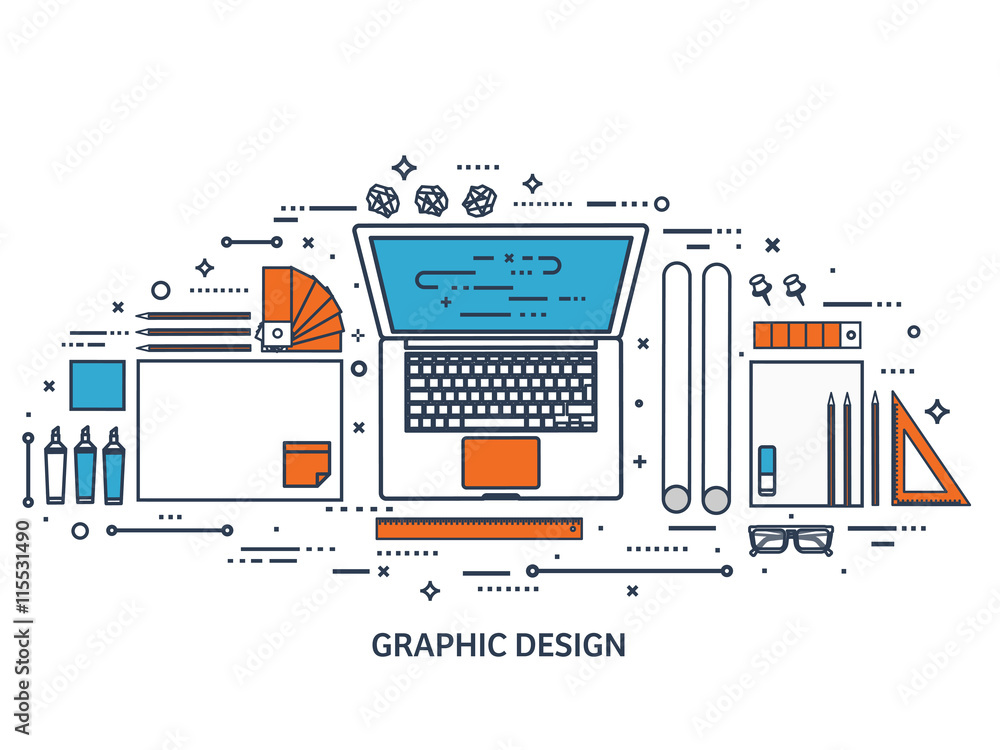 Graphic web design. Drawing and painting. Development. Illustration ...